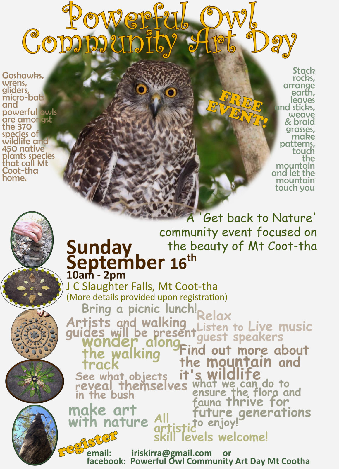 The Powerful Owl Community Art Day @ Mt Coot-tha | St Mary's In Exile